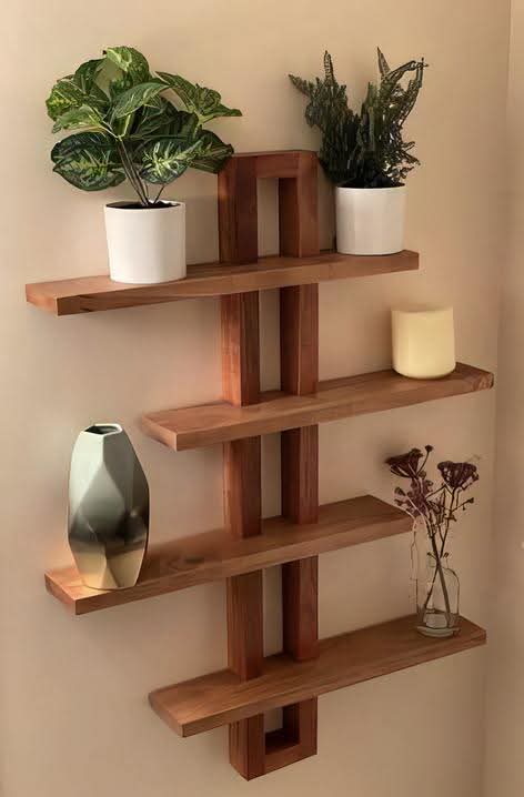 New 5 Tier wooden wall shelf floating wall rack, Antique Bookshelf, De ...